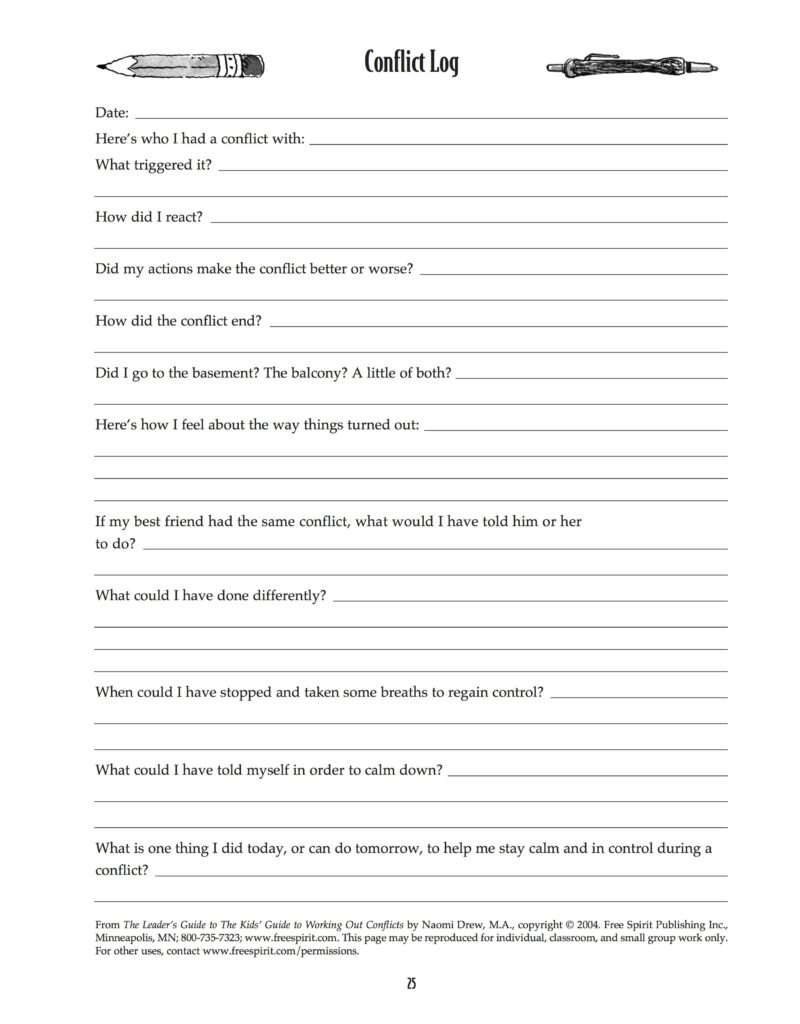 Free Printable Conflict Resolution Worksheets For Adults - Printable ...