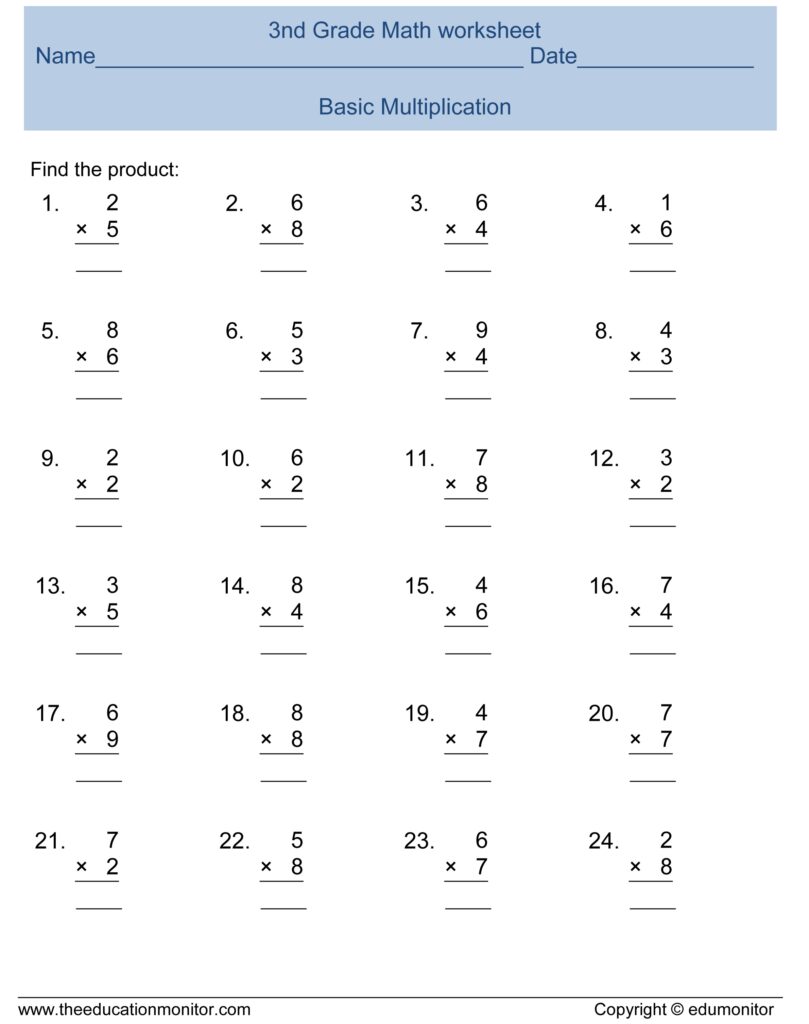 3rd Grade Multiplication Worksheets For Extra Practice More - Printable ...