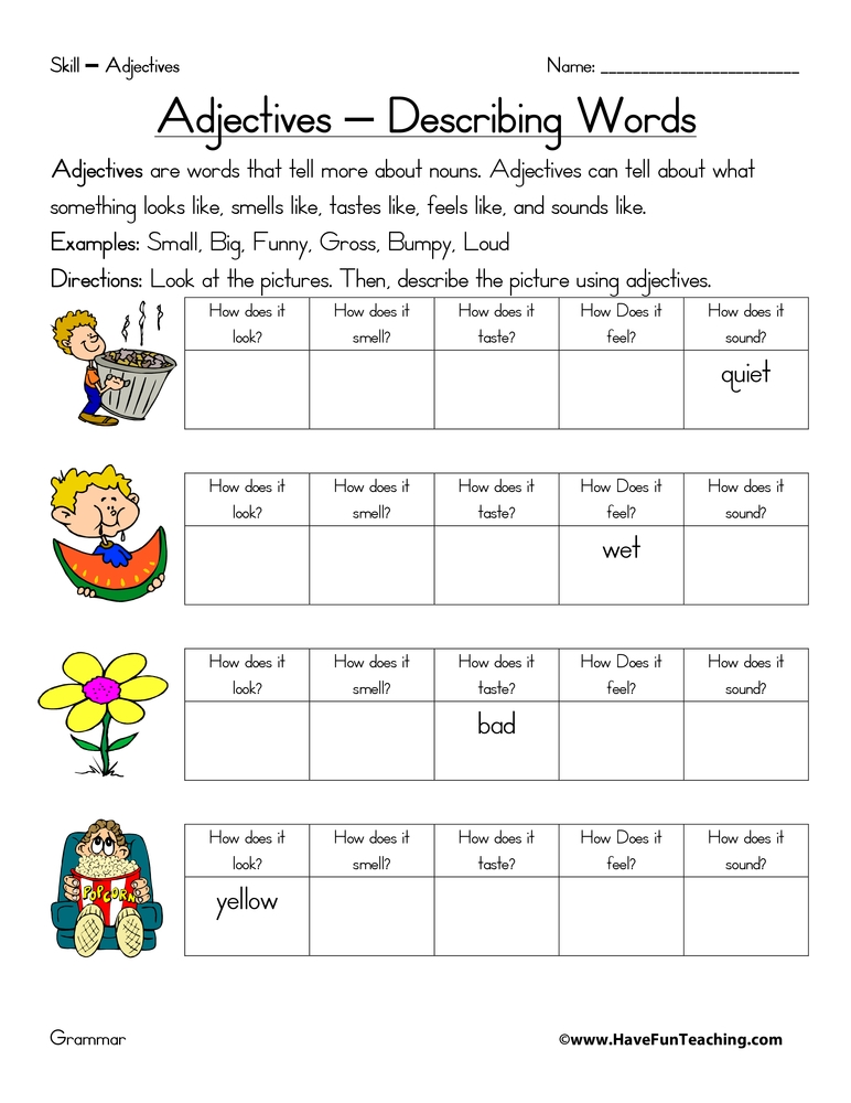Adjective Worksheet Have Fun Teaching Printable Worksheets Adjective Worksheet Have Fun Teaching Printable Worksheets