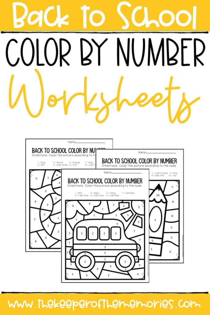 Color By Number Back To School Kindergarten Worksheets - Printable ...
