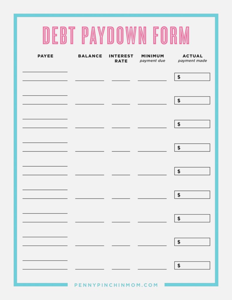 Free Printable Debt Payoff Worksheets - Printable Worksheets