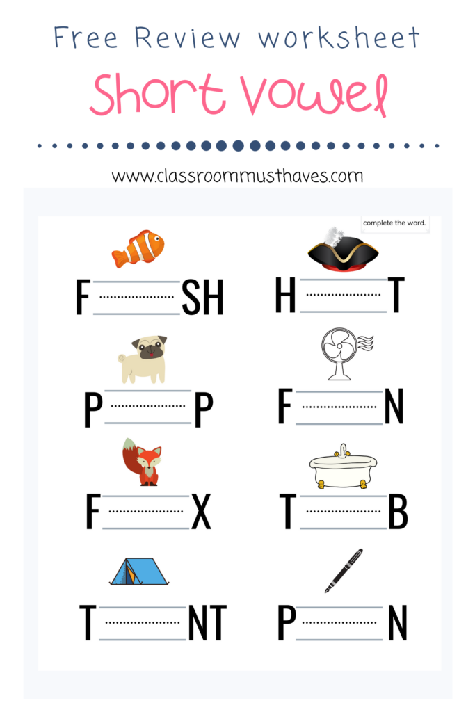 FREE Short Vowel Review Worksheets Www Classroommusthaves Short ...