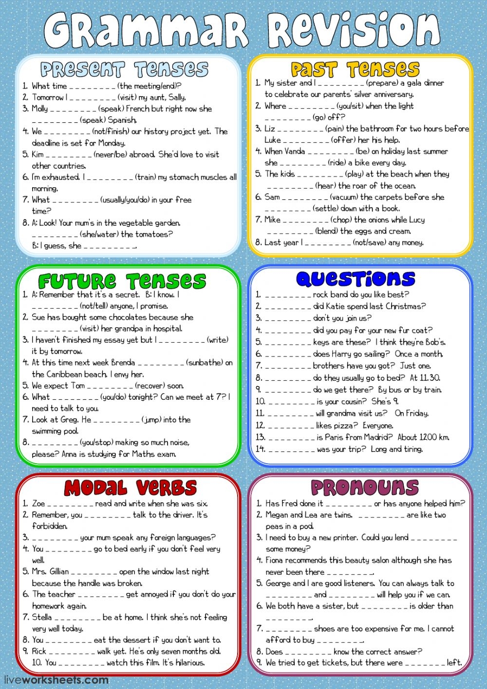 Grammar Revision Worksheet Printable Worksheets Grammar Revision Worksheet Printable Worksheets