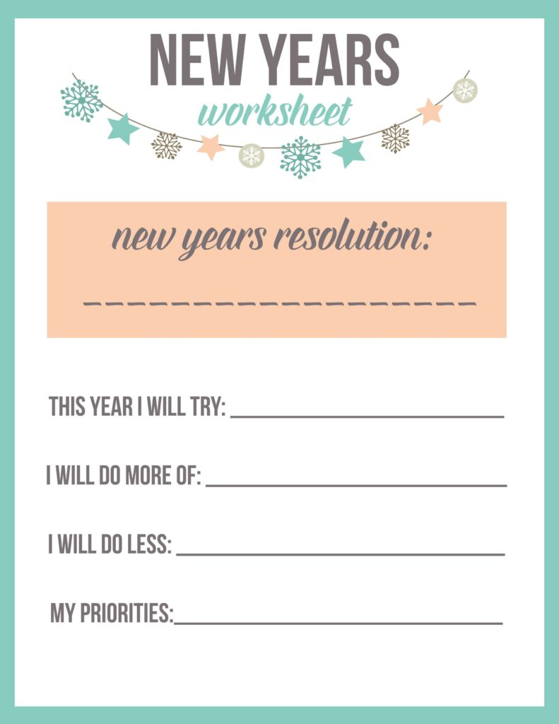 New Year's Resolution Worksheets Printables Pdf - Printable Worksheets