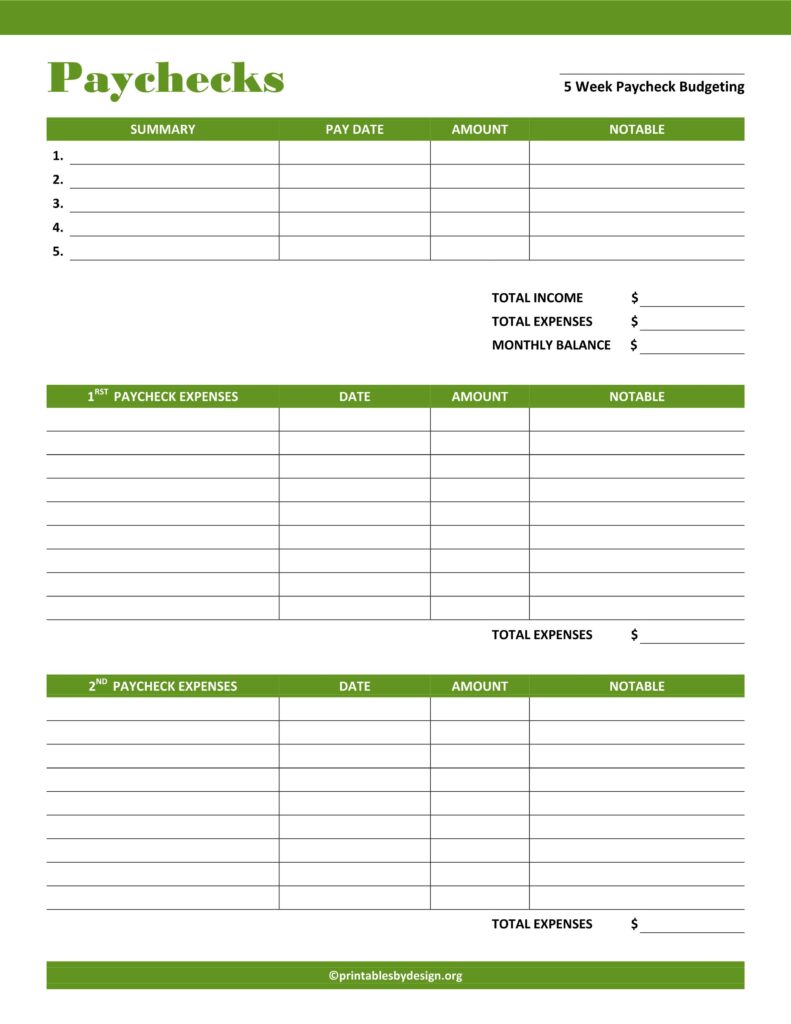 Pdf Free Printable Paycheck Budget Worksheets - Printable Worksheets