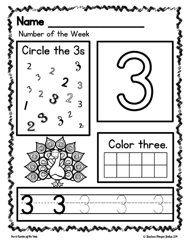 Pre K Number Of The Week Kindergarten Math Worksheets Numbers ...