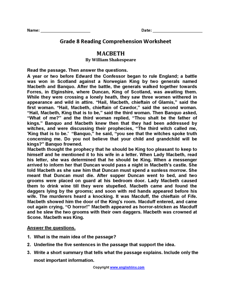 Short Reading Comprehension For Grade 8 With Questions And Answers Pdf Short Reading Comprehension For Grade 8 With Questions And Answers Pdf