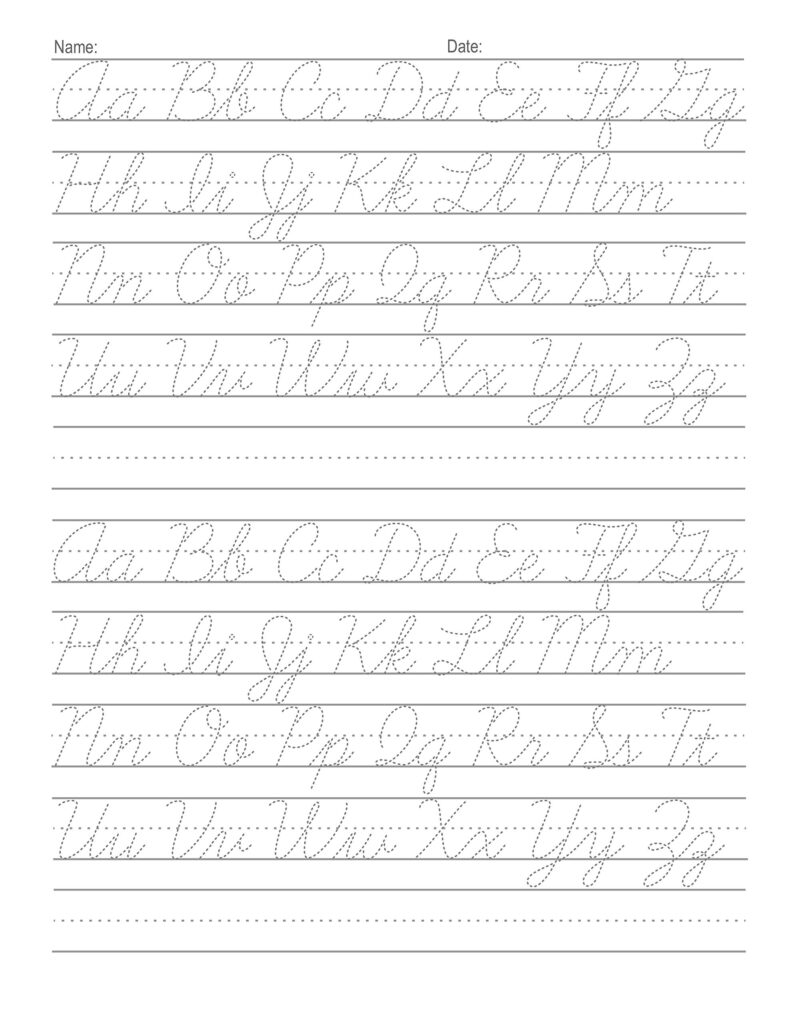 Tracing Cursive Letters Worksheets Pdf Dot To Dot Name Tracing Website ...