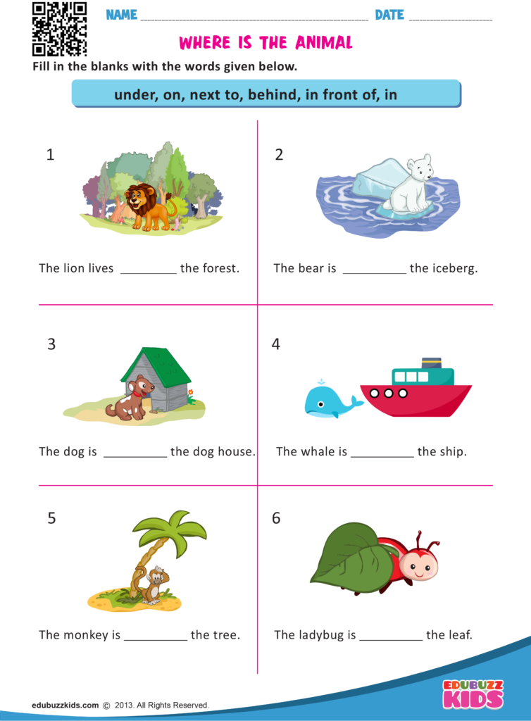 Where Is The Animal Preposition Worksheets Preposition Worksheets ...